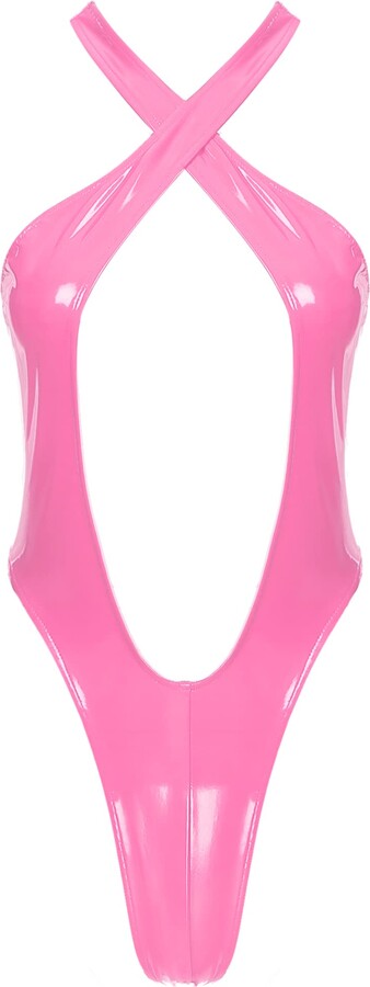 CHICTRY Women's PVC Leather Sling Shot Micro Mini Bikini Monokini One ...