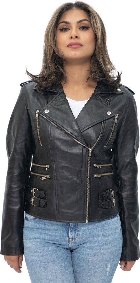 Infinity Leather Leather Vintage Brando Biker Jacket-Orlando - Black - ShopStyle