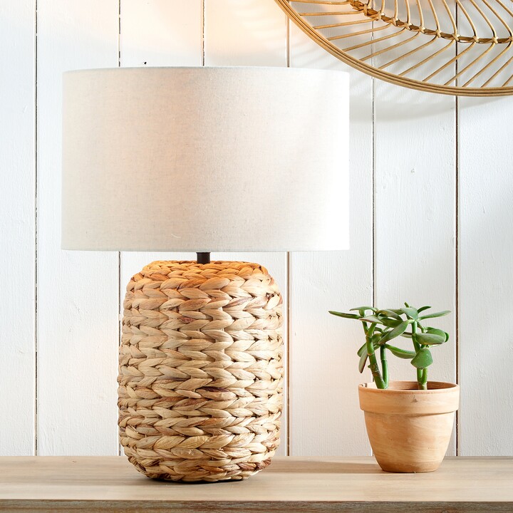 Pacific Lifestyle Zadi Plaited Tall Water Hyacinth Table Lamp Natural ...