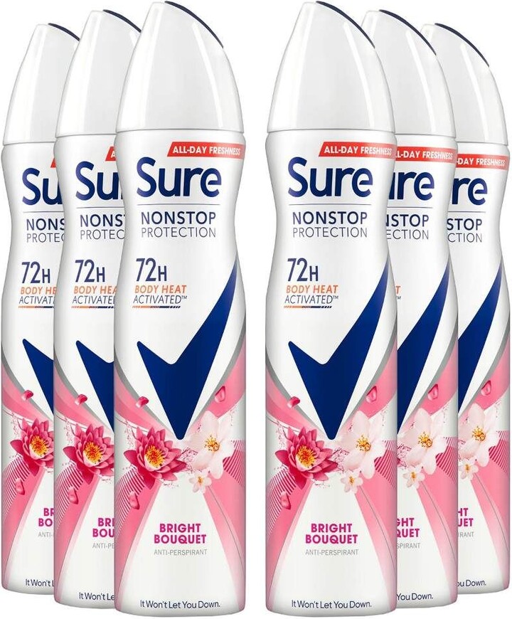 Sure Women 'Antiperspirant' 72H Protection Bright Bouquet Deo, 6x250ml ...
