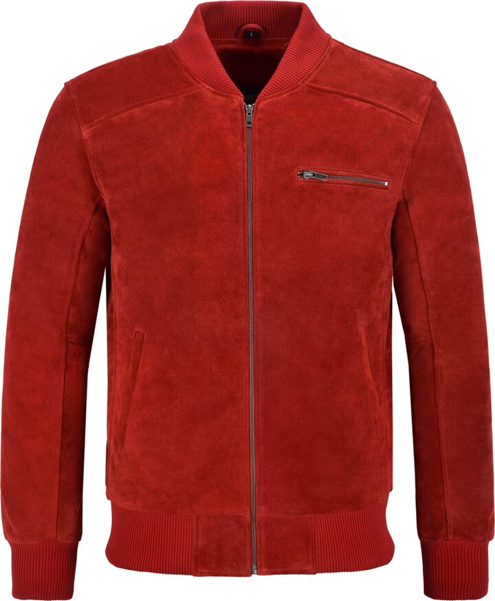 Smart Range Leather Co Ltd Men's 70'S Bomber Leather Jacket Red Suede ...