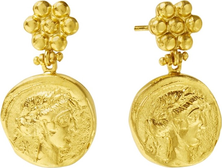 Ottoman Hands Women's Gold Goddess Demeter Coin Stud Earrings - ShopStyle
