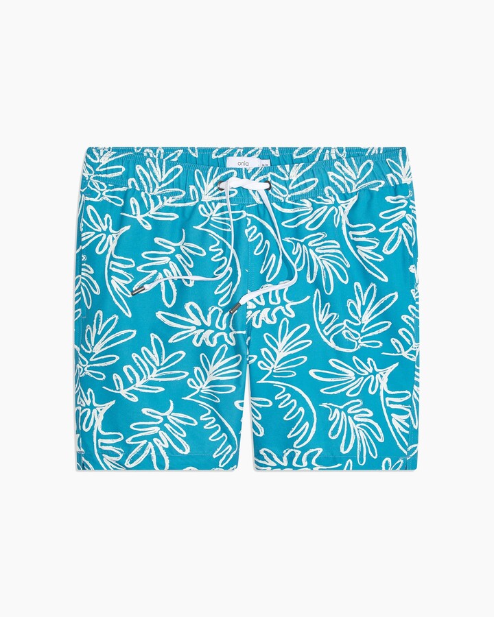 Onia Charles 7" Swim Trunks - Blue Teal Brushed Leaves - ShopStyle