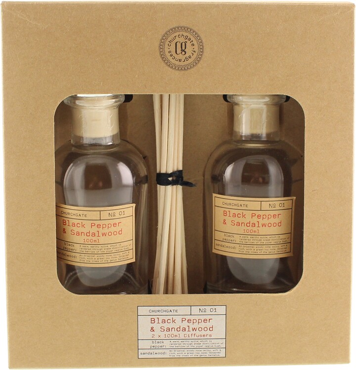 Churchgate Pack of 2 Black Pepper & Sandalwood Diffusers White ...