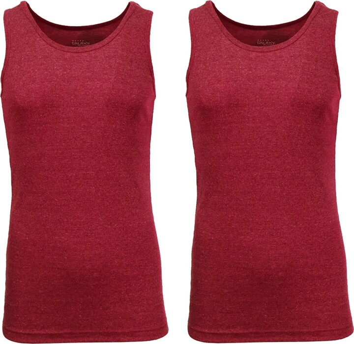 Galaxy By Harvic Men's Famous Heavyweight Ribbed Tank Top, Pack of 2 ...