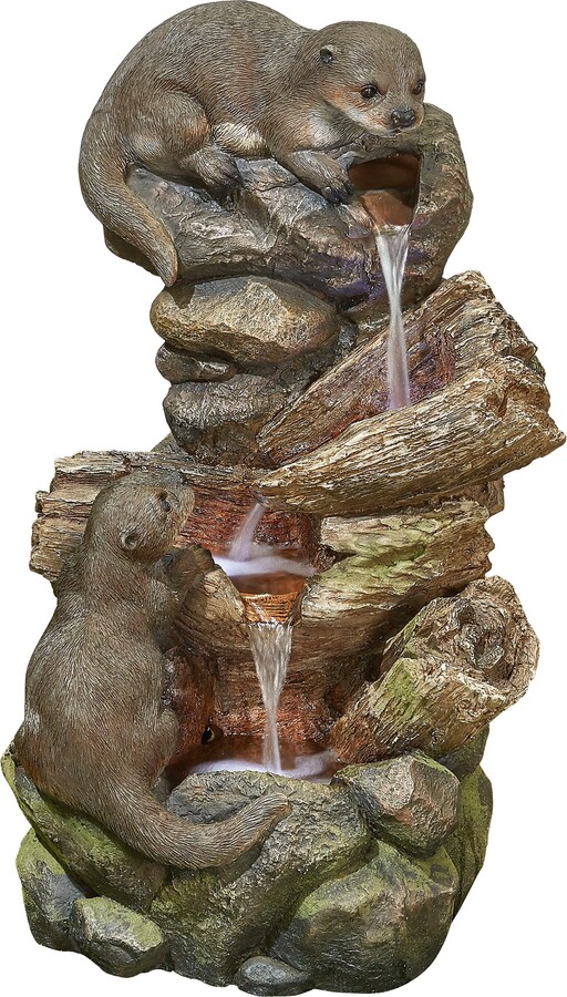 Easy Fountain Distinctive Otter Pools Water Fountain with LEDs Brown ...