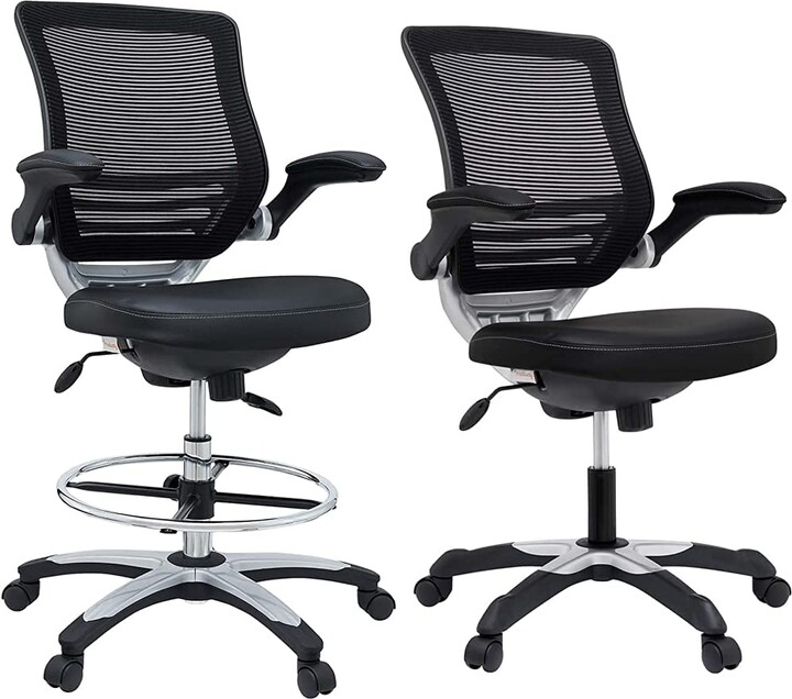 Modway Edge Drafting Chair - Reception Desk Chair - Flip-Up Arm ...