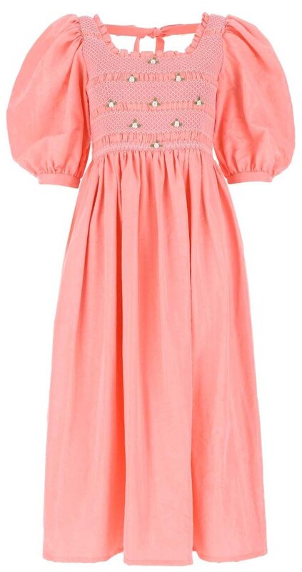 Miu Miu Puff Sleeve Midi Dress - ShopStyle