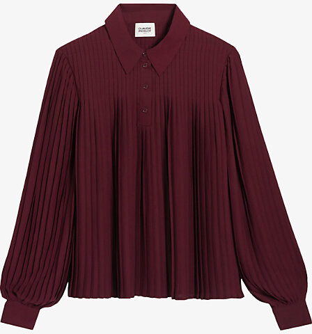 Claudie Pierlot Womens Rouges Bapia Straight-fit Pleated Woven Blouse ...