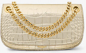 Michael Kors Christie Mini Metallic Crocodile Embossed Leather Envelope ...