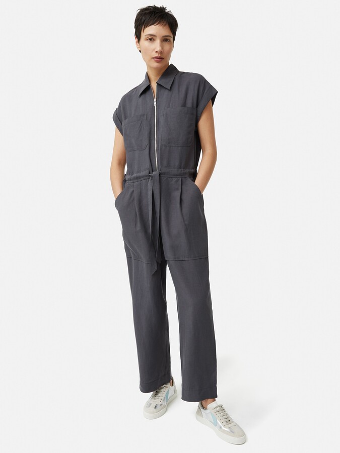 JigsawJigsaw Linen Zip Front Jumpsuit - ShopStyle