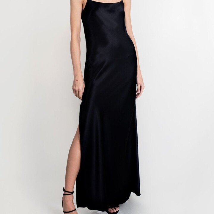 Jacoba Jane Isla Silk Satin Evening Gown - Black - ShopStyle