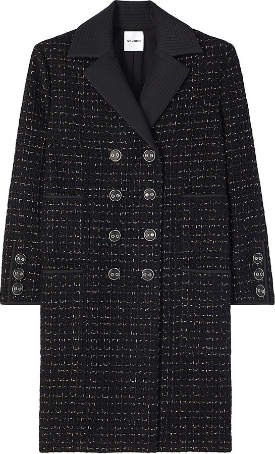St. John Metallic Tweed Double-Breasted Jacket - ShopStyle Blazers