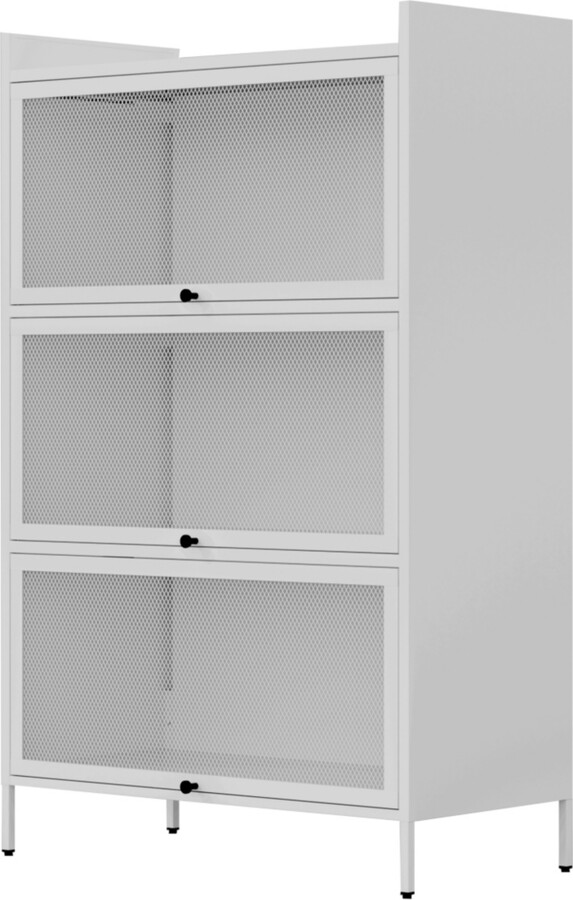 Simplie Fun White 3-Tier Buffet Cabinet: Detachable, Folding Mesh Doors ...