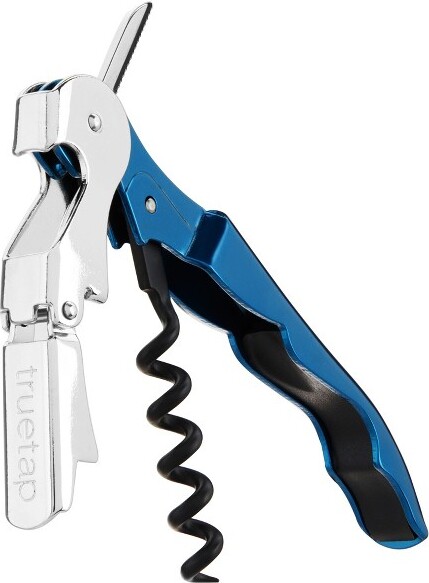 True TrueTap Metallic Blue Double Hinged Waiter’s Corkscrew, Stainless ...