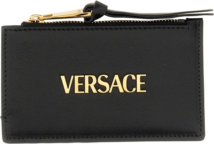 Versace Logo-Lettering Zipped Wallet - ShopStyle