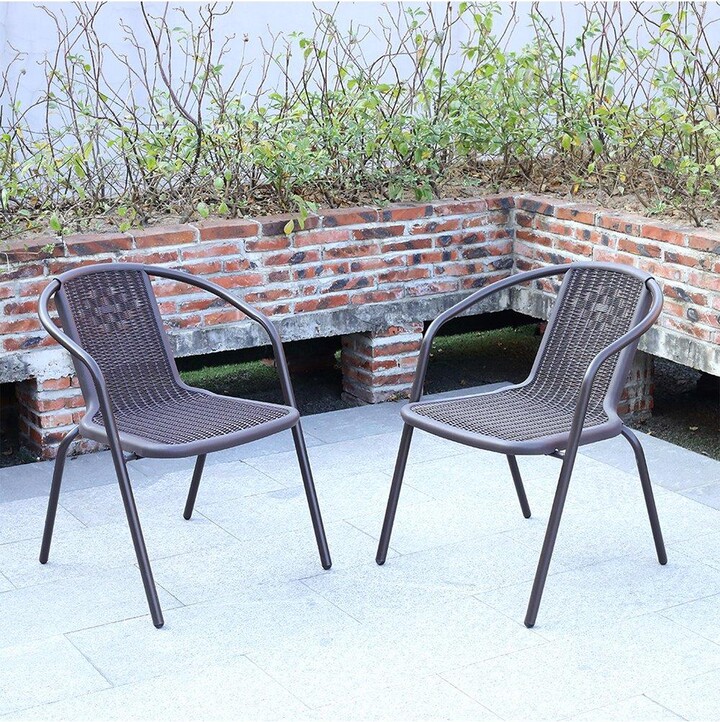 Living and Home Rattan Stacking Garden Chairs Set of 2 - ShopStyle