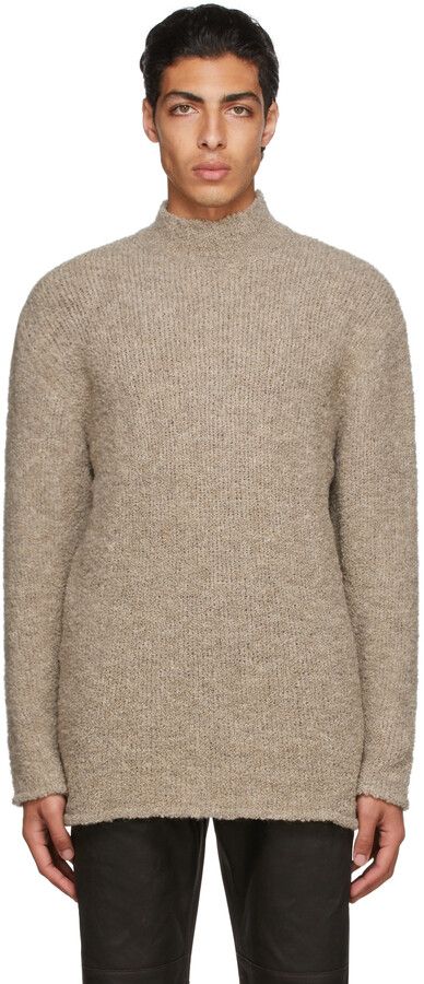 Our Legacy Beige Wool Boucle Funnel Neck Sweater - ShopStyle