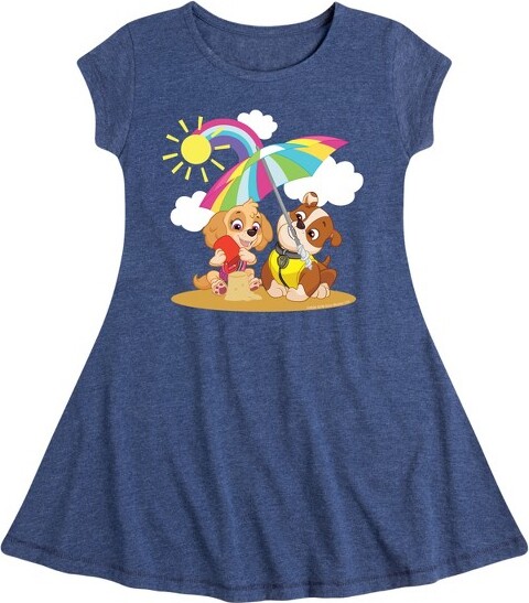 Paw Patrol Skye Rubble Beach Fit & Flair Cap Sleeve Dre - Heather Navy ...