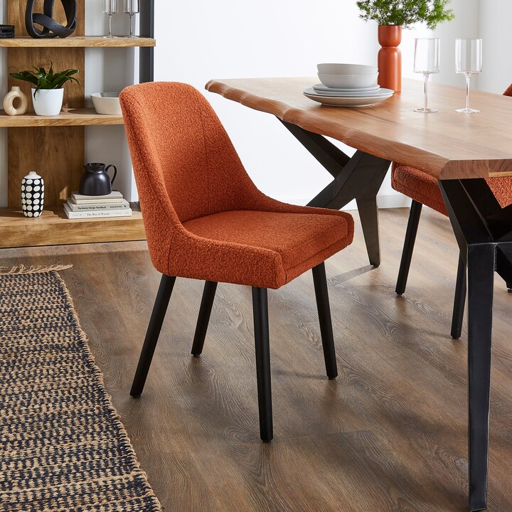 Dunelm Eddie Dining Chair, Boucle Orange - ShopStyle