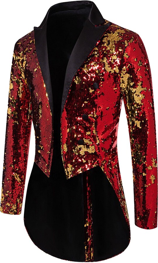 Generisch Coats with Men's Fashion Sequin Banquet Tuxedo Suit Jacket ...
