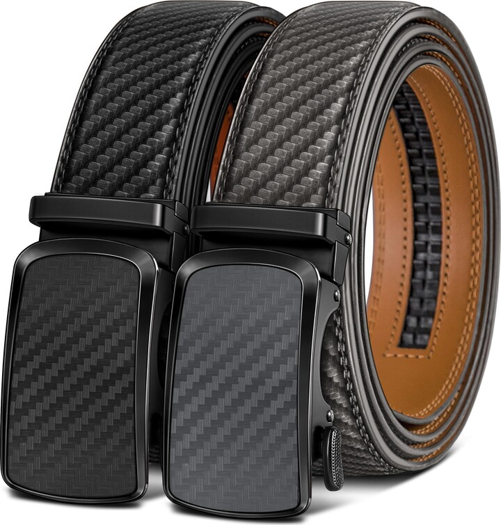 BULLIANT Men's Ratchet Belt 2 Pack-Click Leather Belt Adjustable for ...