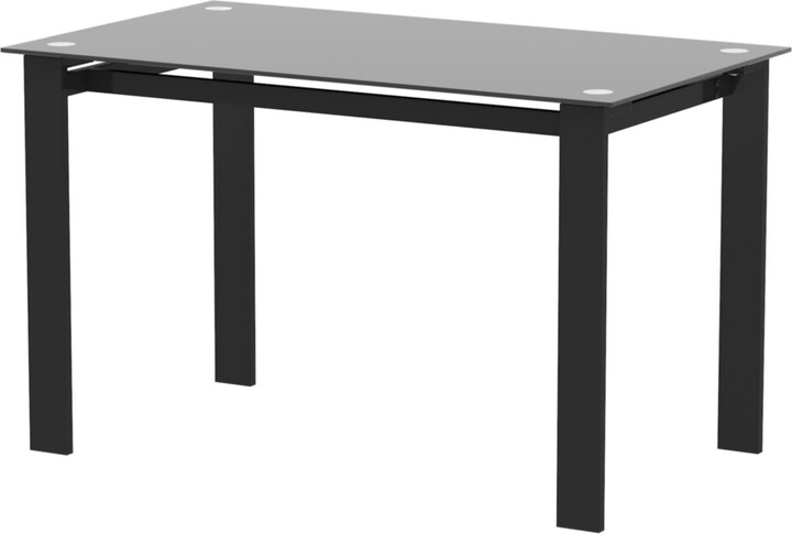 Simplie Fun Modern tempered glass black dining table, simple ...