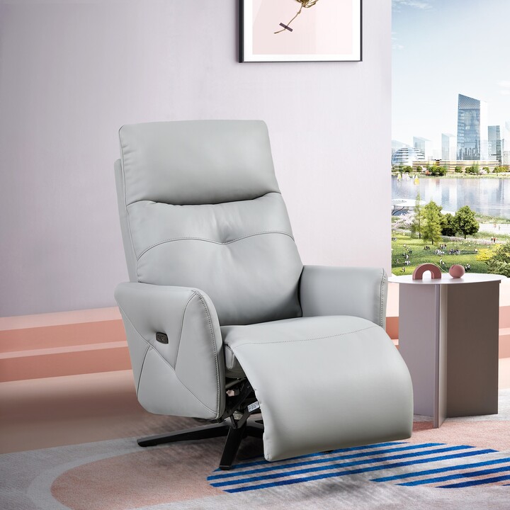 GEROJO Light Gray Eco Leather Dual Motor Power Recliner 360° Swivel ...