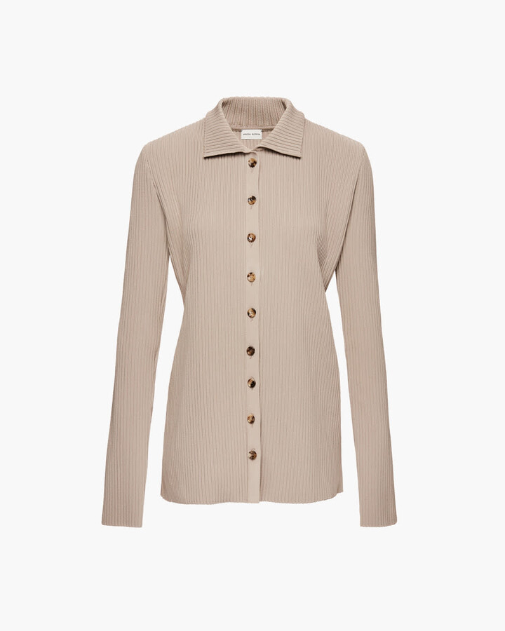 Magda Butrym Rib Knit Button Down Shirt - ShopStyle Tops