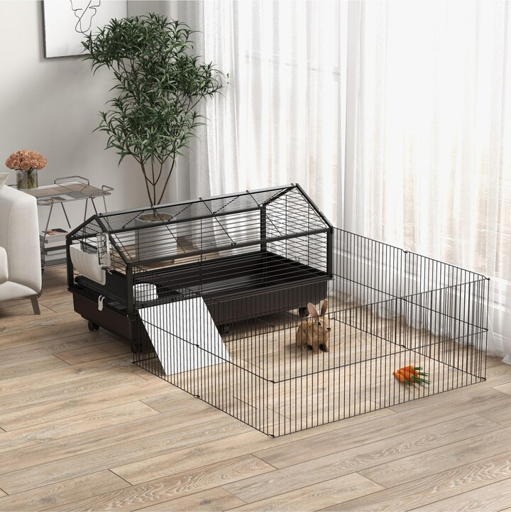 Simplie Fun Small Animal Cage with Foldable Run Area, Rolling Bunny ...