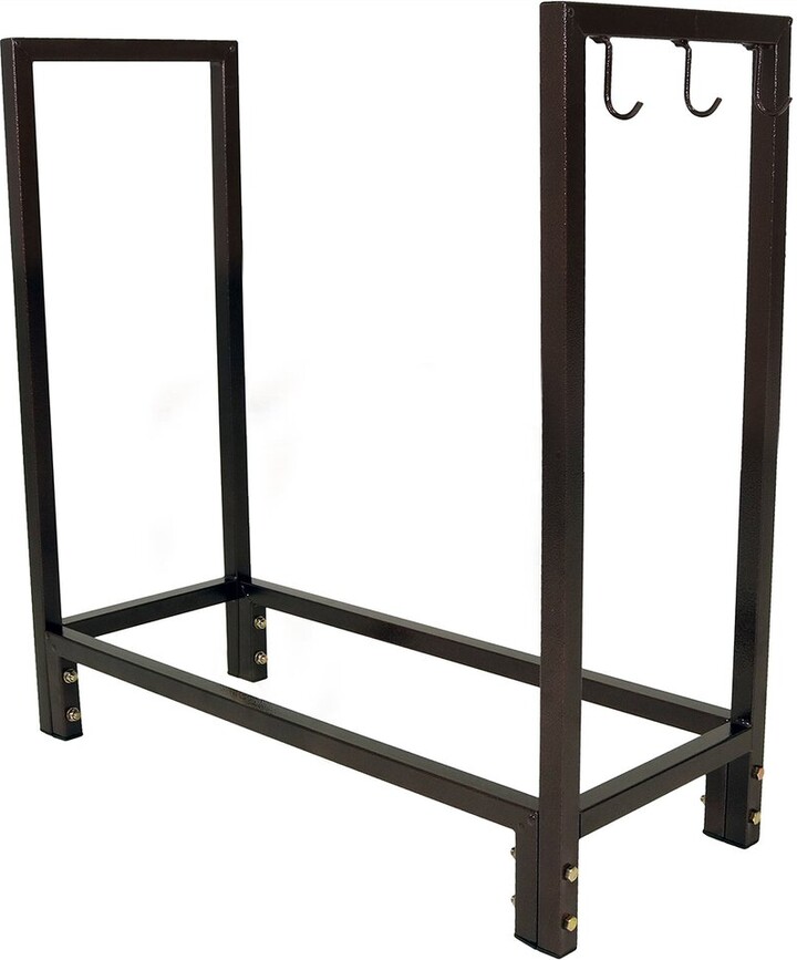 Sunnydaze Log Rack 30In Black Steel Indoor Outdoor Firewood Storage ...