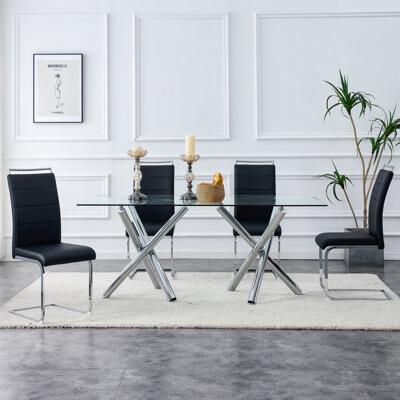 Wrought Studio Dellatorre Modern Dining Chairs, Pu Faux Leather High ...
