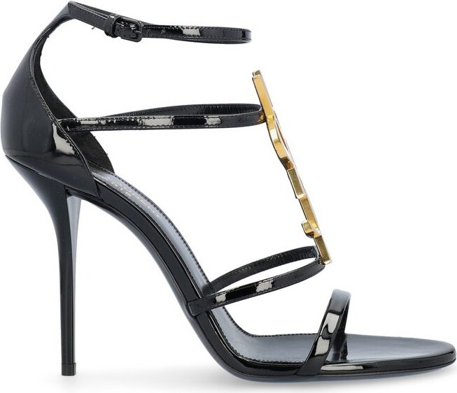 Saint Laurent Cassandre Logo Plaque Sandals - ShopStyle
