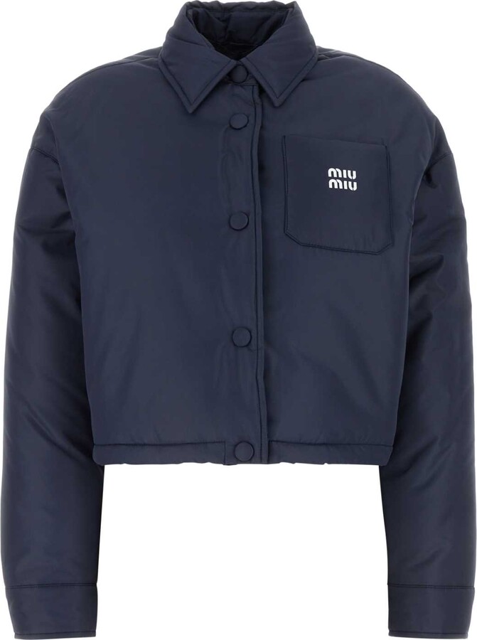 Miu Miu Navy Blue Polyester Jacket - ShopStyle