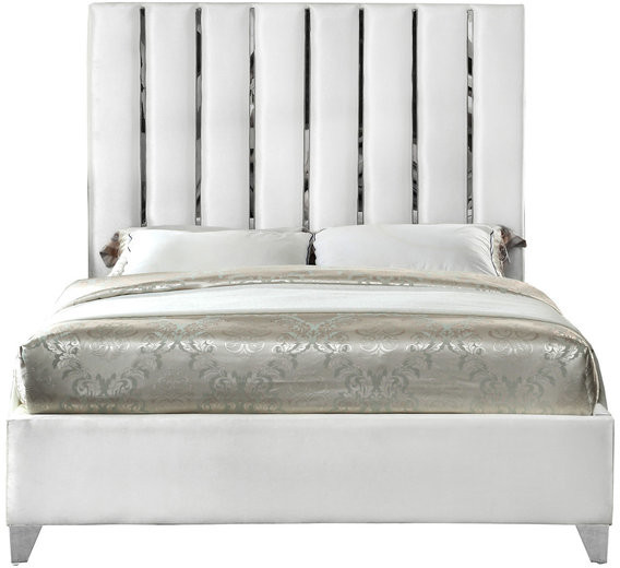 Meridian Furniture Enzo Velvet Bed, White, King - ShopStyle