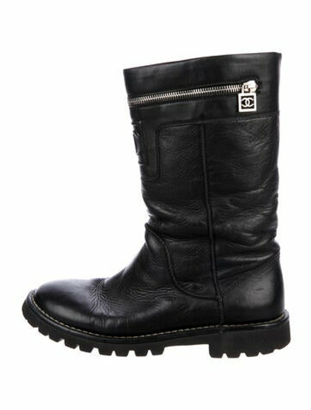 Chanel Motorcycle Boots Interlocking CC Logo Moto Boots Black - ShopStyle