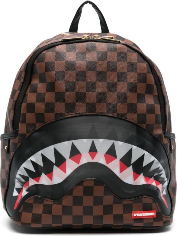 Sprayground Checkered Faux Leather Backpack With Mouth Design - ShopStyle