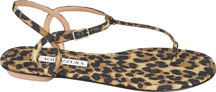 Aquazzura Leopard Bare Flat Sandals - ShopStyle