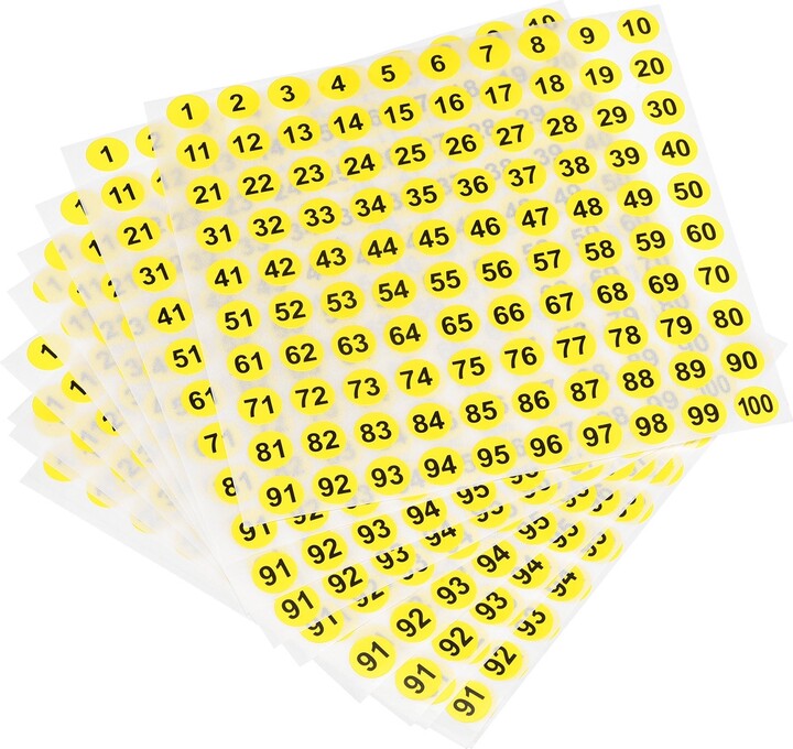 Unique Bargains Number Sticker 1-100 Label Number Self Adhesive Yellow ...