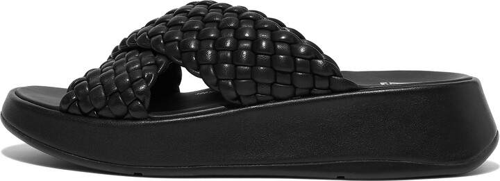FitFlop F-Mode Woven-Leather Flatform Cross Slides - ShopStyle