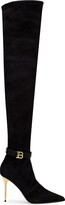 Balmain 100 Suede Over-the-knee Boots - ShopStyle