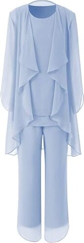 Aibilye Mother of the Bride Suit Chiffon Trousers Suits with Jacket ...