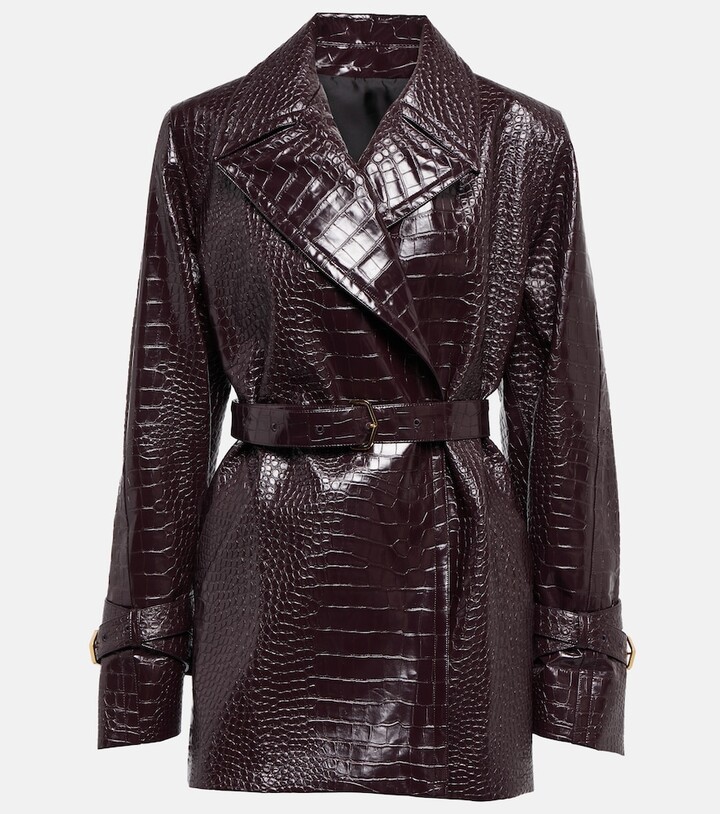 Alaia Croc-effect faux leather jacket - ShopStyle
