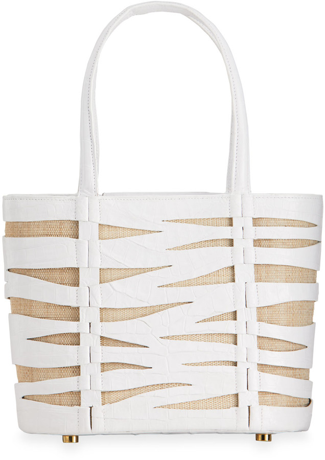Nancy Gonzalez Zebra Small Crocodile/Linen Tote Bag - ShopStyle