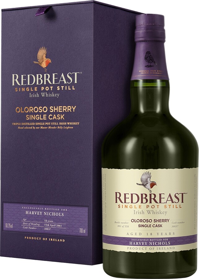 Redbreast 18 Year Old Oloroso Sherry Single Cask Single Pot Still Irish ...
