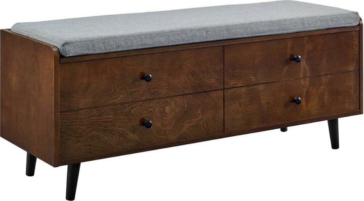 Harvey Mid-Century Modern Lift Top Faux Drawer Storage Bench Dark ...