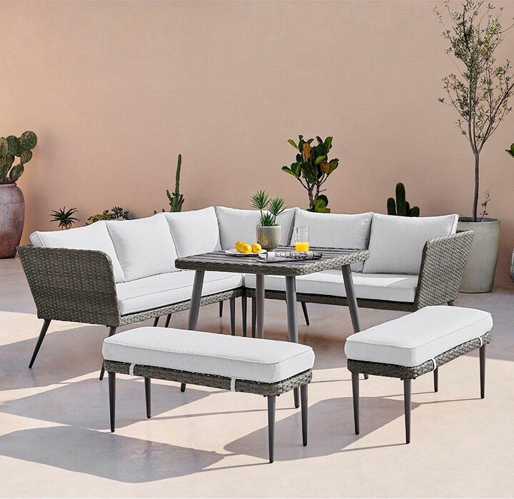 FurnitureboxUK Seychelles PE Rattan Outdoor Garden 9 Seat Dining Table And Corner Sof - ShopStyle
