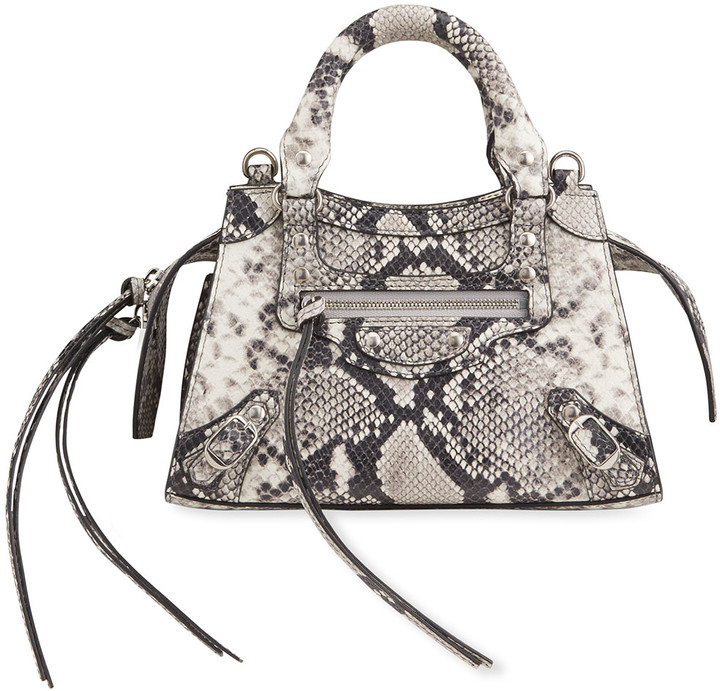 Balenciaga Neo Classic City Mini Python-Printed Leather Satchel Bag ...