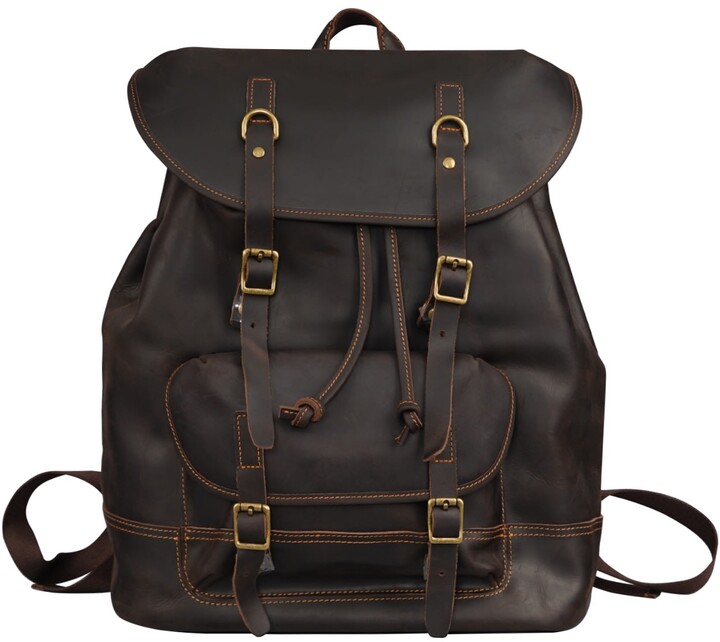 Touri - Leather Backpack With Front Pocket - Dark Brown - ShopStyle