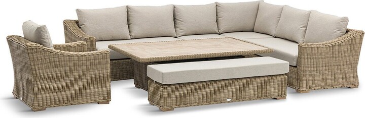 Bramblecrest Fairford Rattan L-Shape Sofa with Rectangle Piston ...